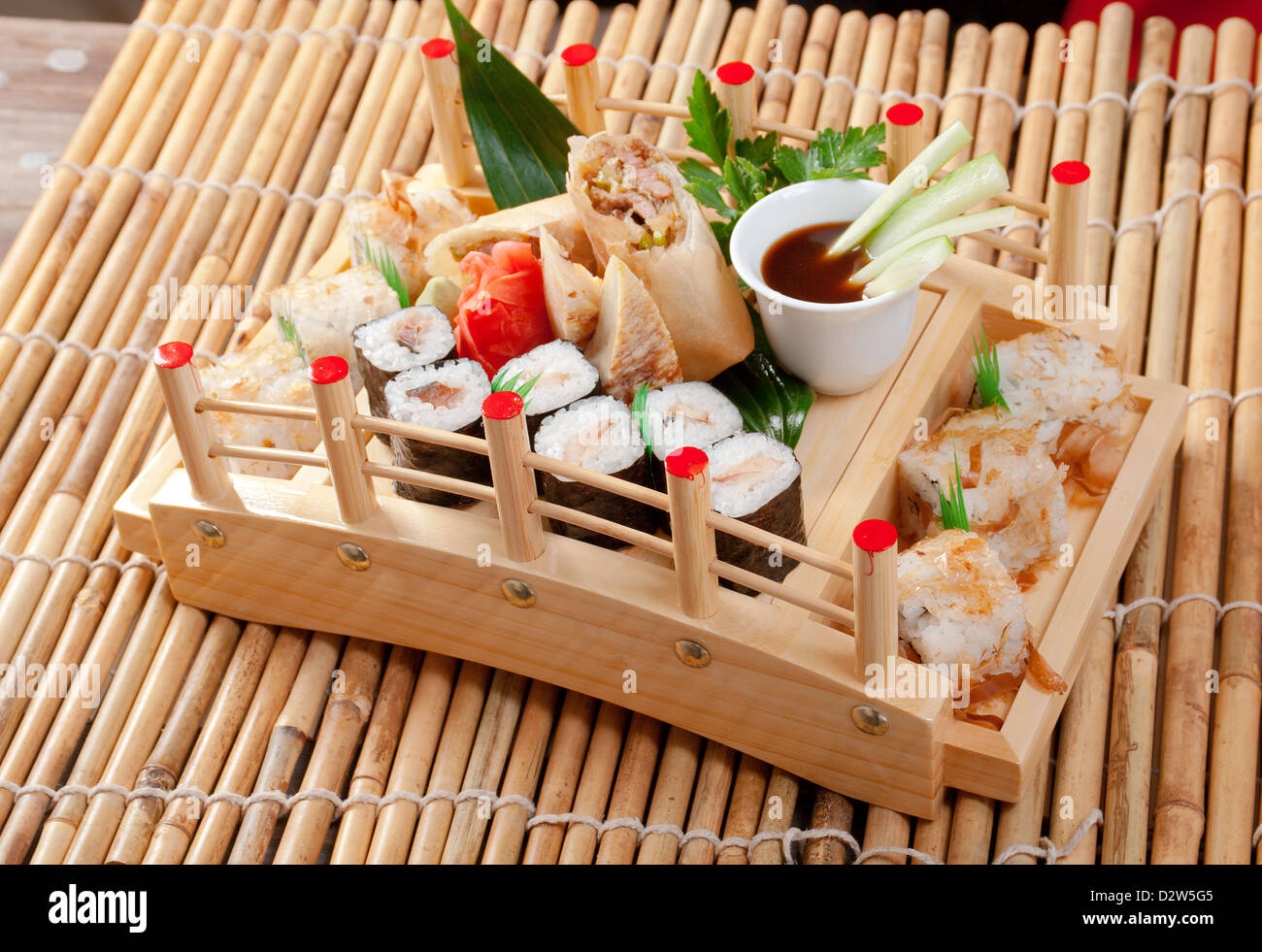Assorted sushi Japanese food. traditional japanese food.Roll made of ...