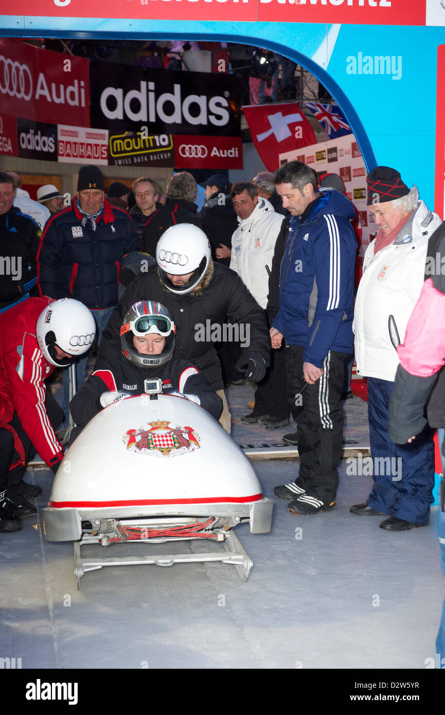 HrH Albert Grimaldi with the Monaco Bobsleigh last instructions. Monaco ...