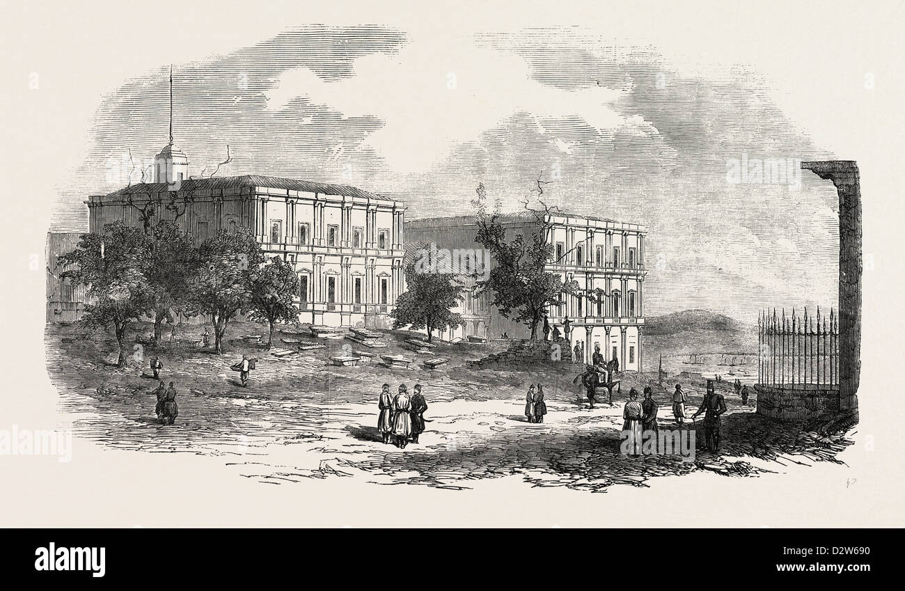 THE FRENCH MILITARY BARRACKS OUTSIDE PERA 1854 Stock Photo - Alamy