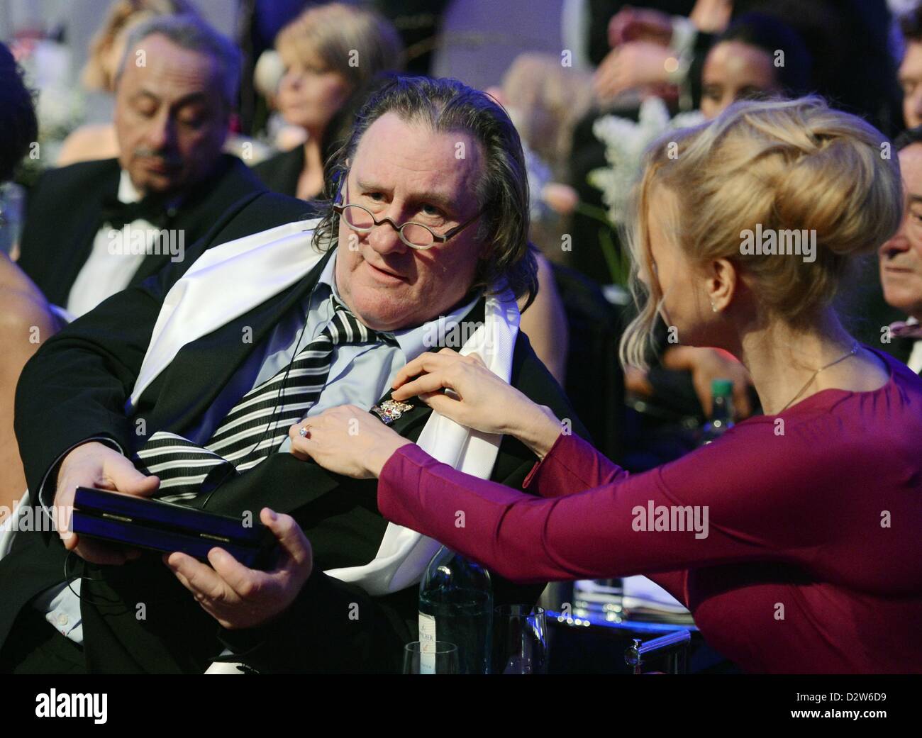French-born actor Gerard Depardieu talks to German actress Veronica ...