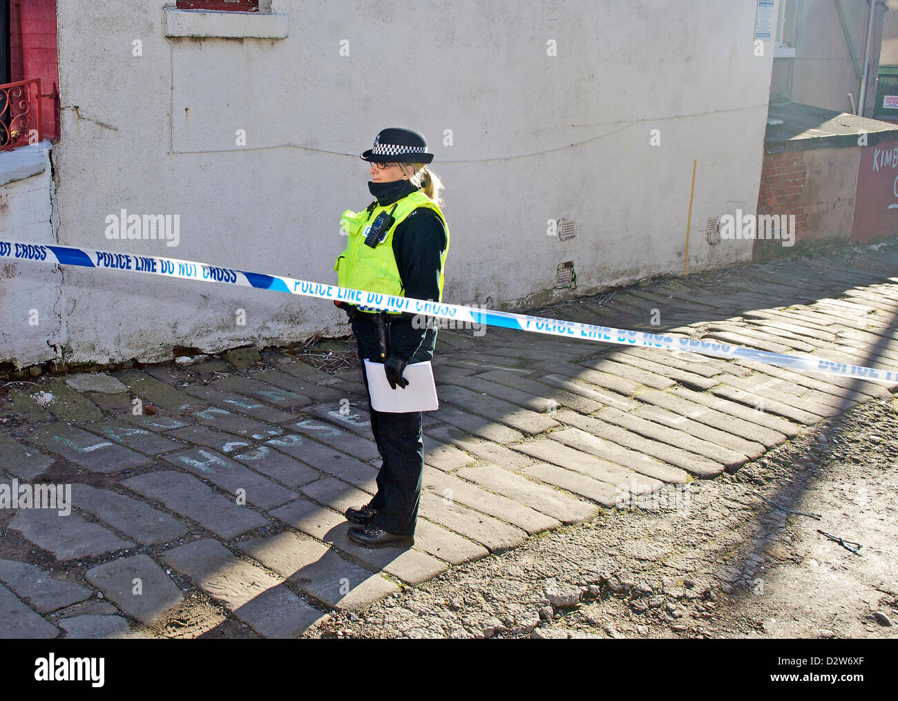 Blackpool, UK. 2nd February 2013. Police forensic teams investigate the ...