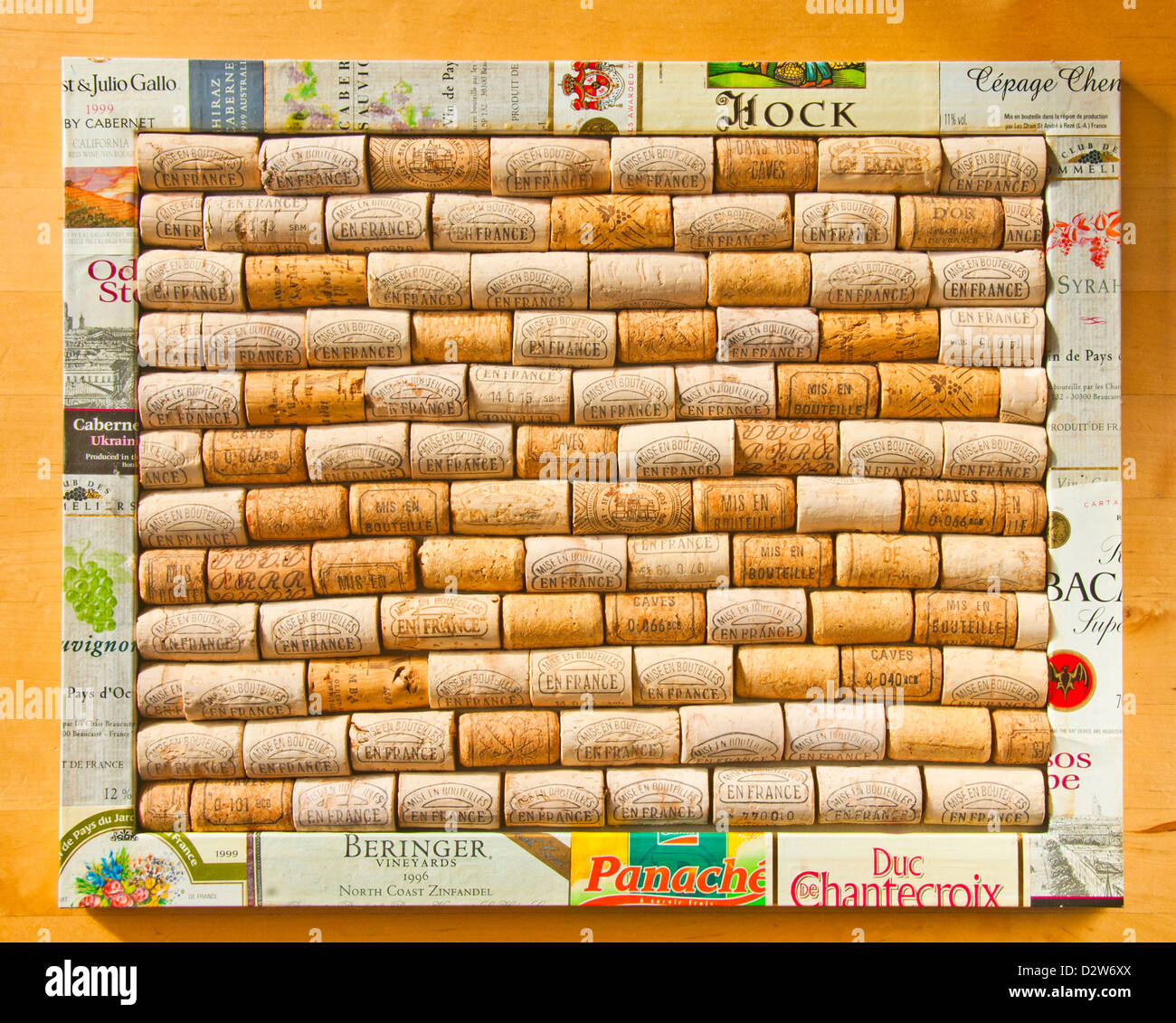Assorted wine bottle corks in a wooden frame Stock Photo - Alamy