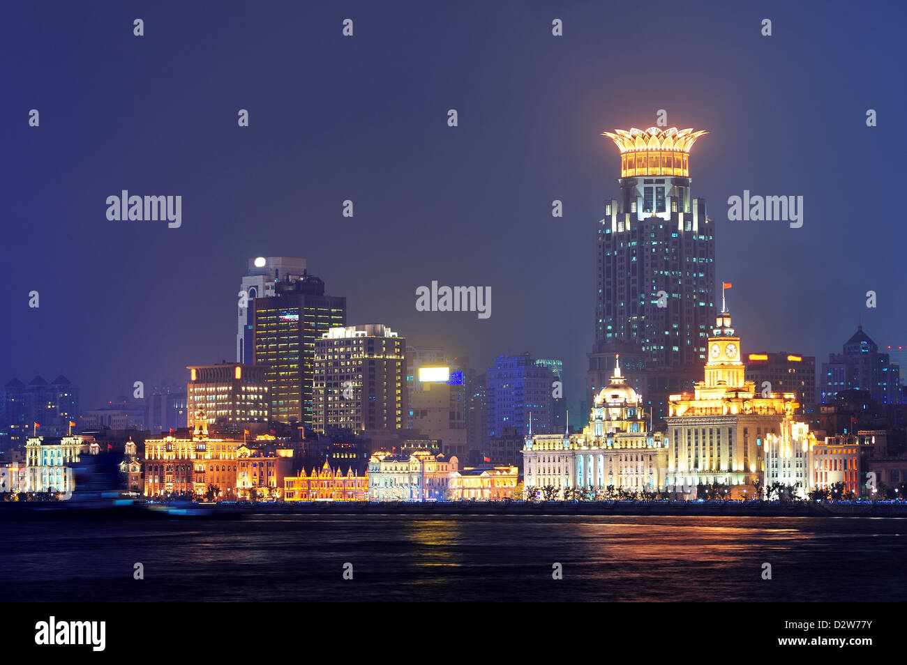 Shanghai urban architecture over river at dusk Stock Photo - Alamy