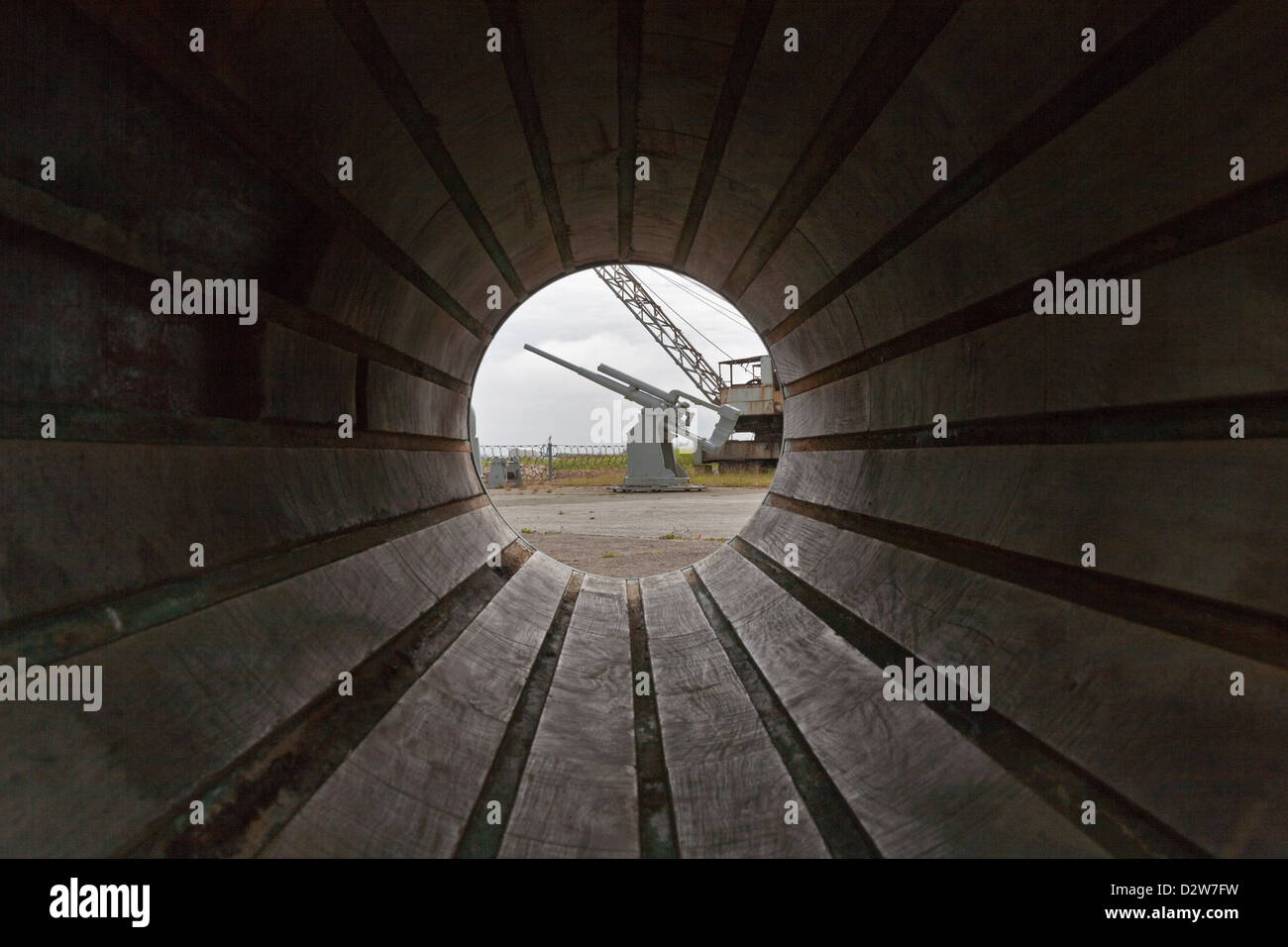 One of the naval guns on display at Lyness Naval Museum on the Island ...
