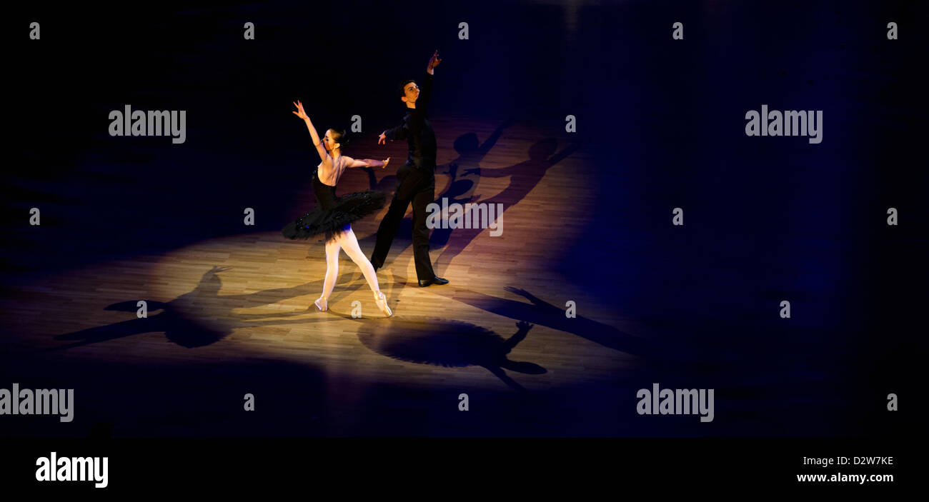 Two dancers perform the opening dance for the debutants during the 8th ...