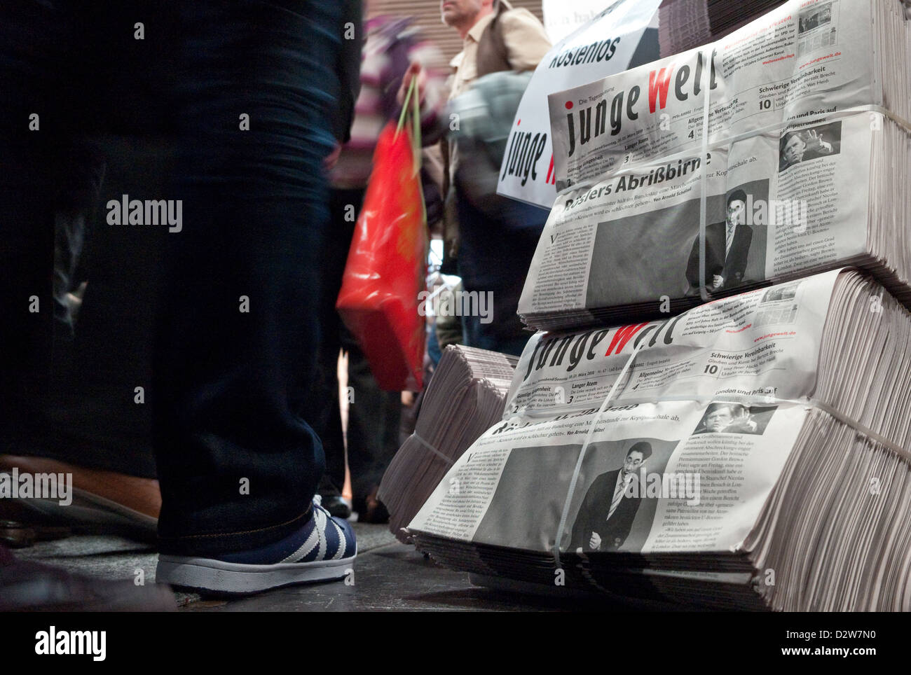 Leipzig, Germany, representing the newspaper Junge Welt at the Leipzig ...