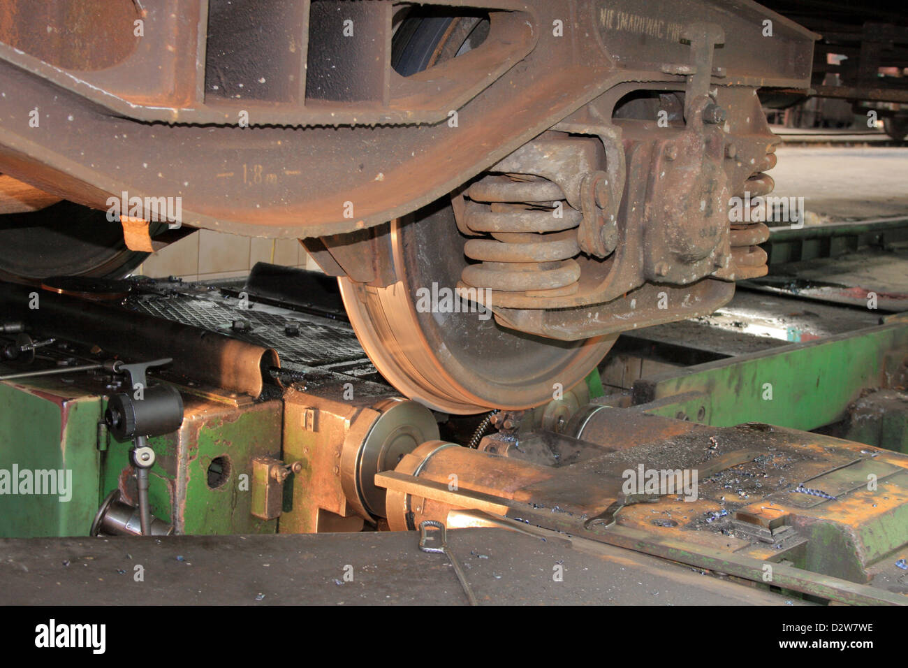 Railway wheel turning Stock Photo - Alamy