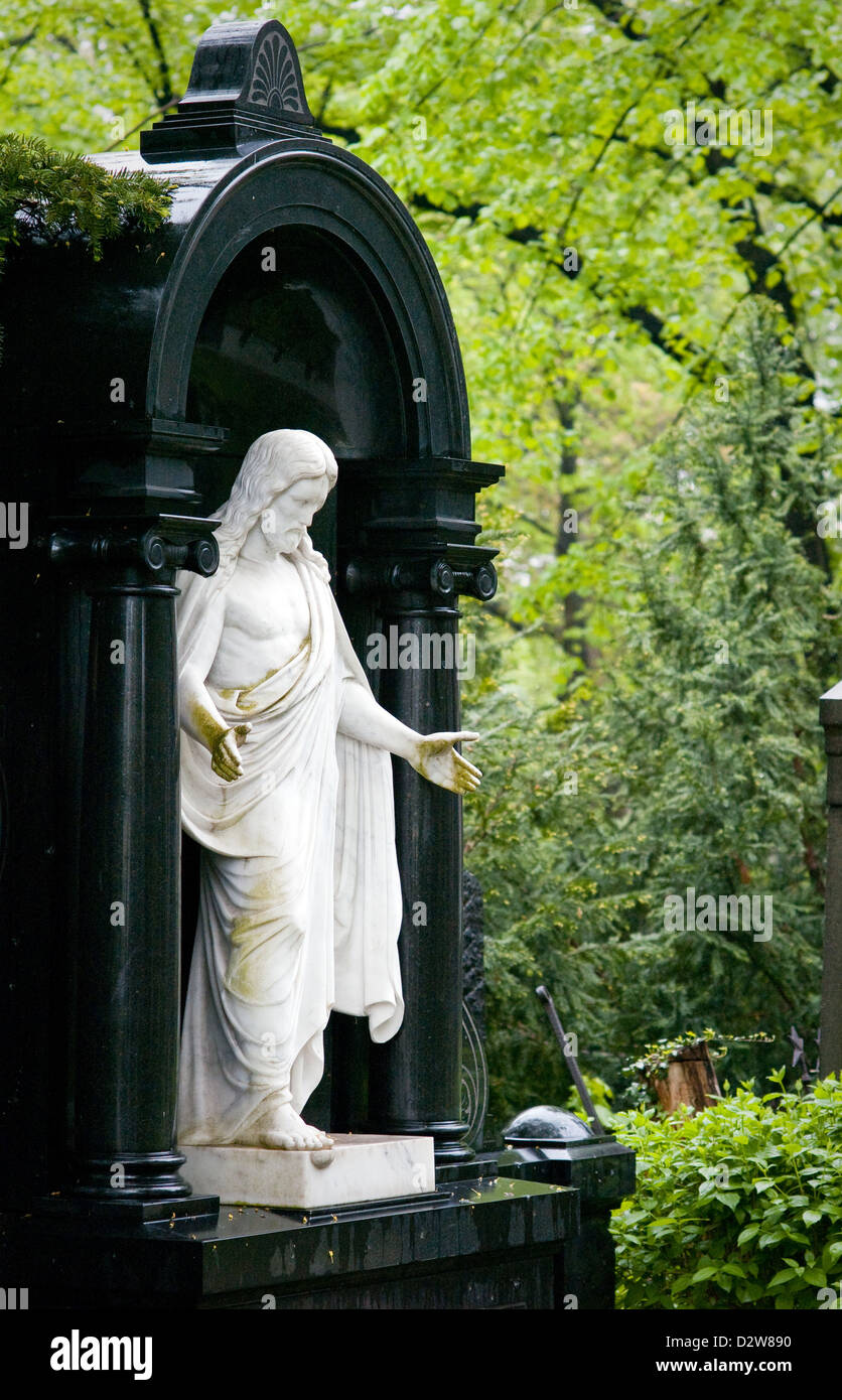 Berlin, Germany, Jesus figure in the cemetery of the French-Ref ...