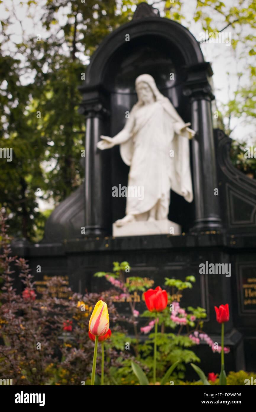 Berlin, Germany, Jesus figure in the cemetery of the French-Ref ...