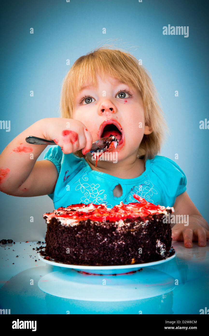 Baby Eating Chocolate Cake