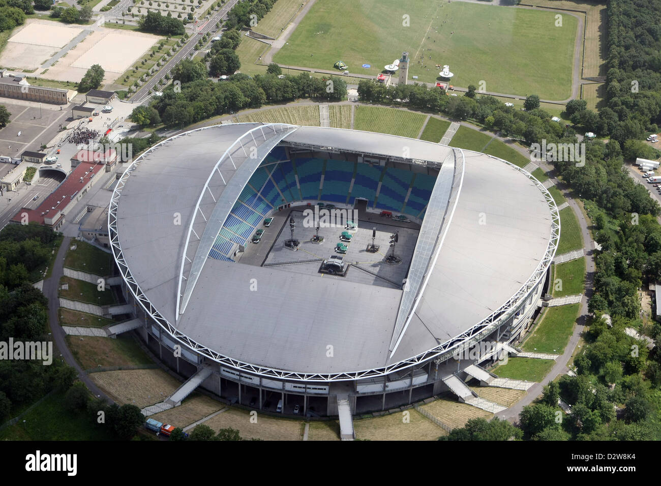 Leipzig, Germany, aerial view of the Central Stadium in Leipzig Stock ...