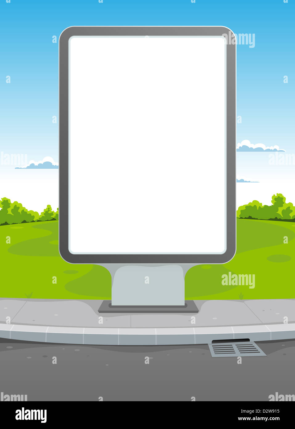 Illustration of a cartoon landscape with billboard for advertisement ...