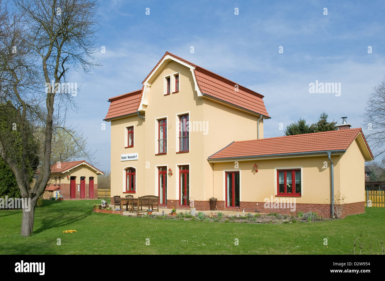 Nieder Neuendorf, Germany, Bahnhofsgebaeude was converted into a ...
