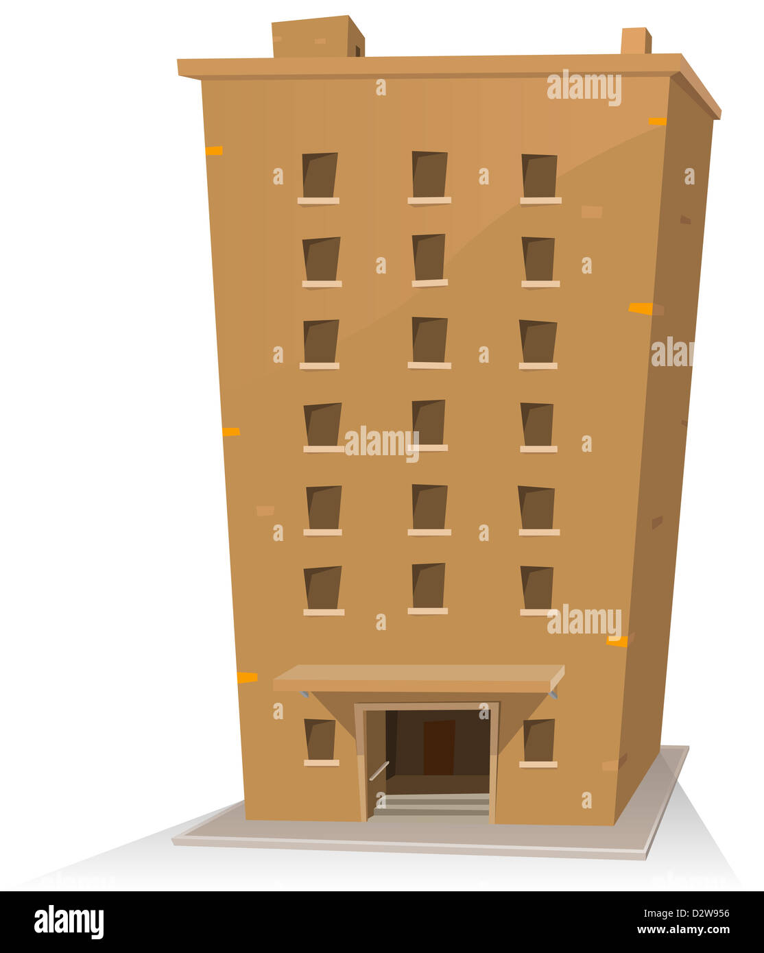 Illustration of a cartoon building tower twenty rooms inside Stock ...