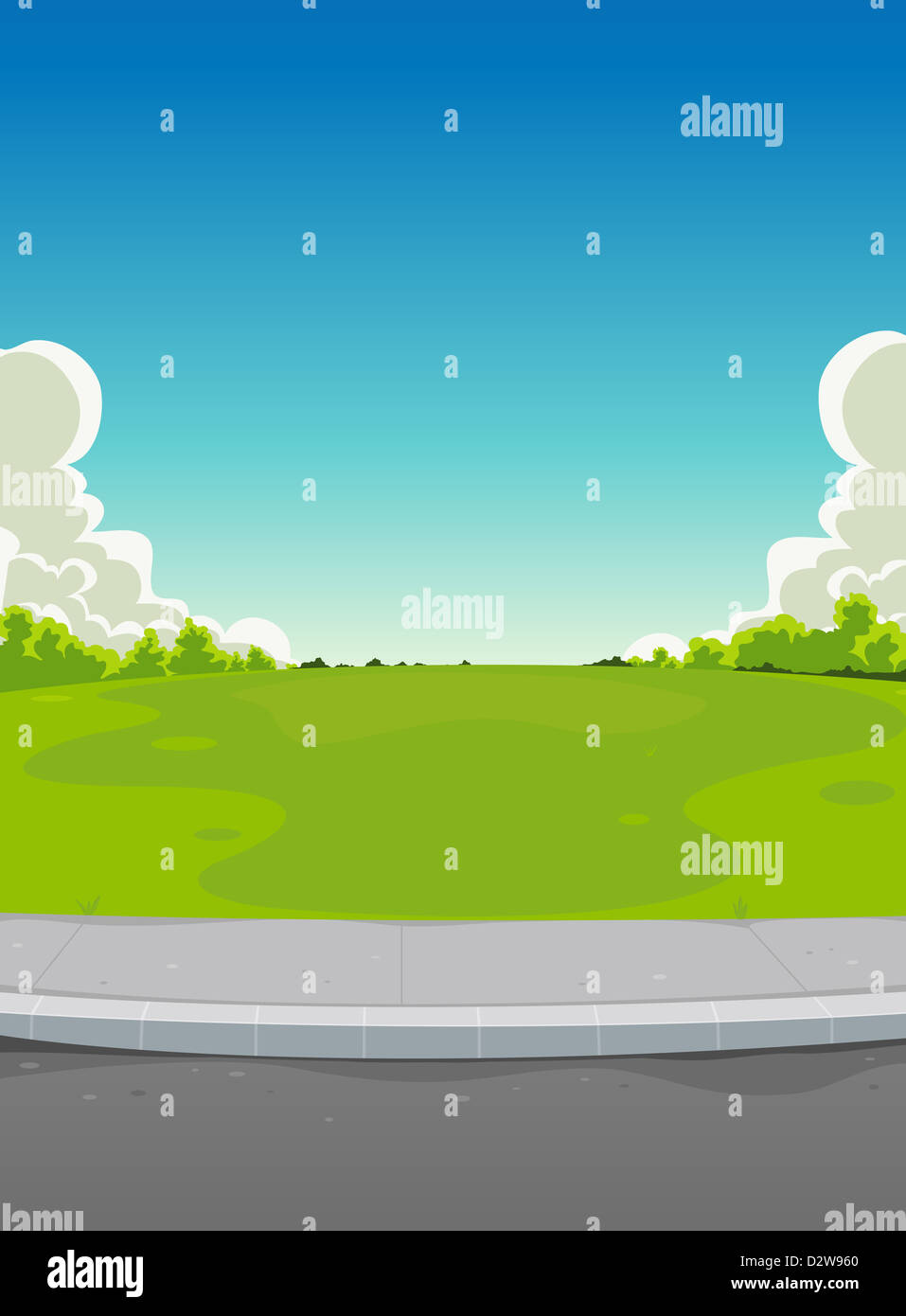 Illustration of a cartoon urban landscape background scene, with road ...