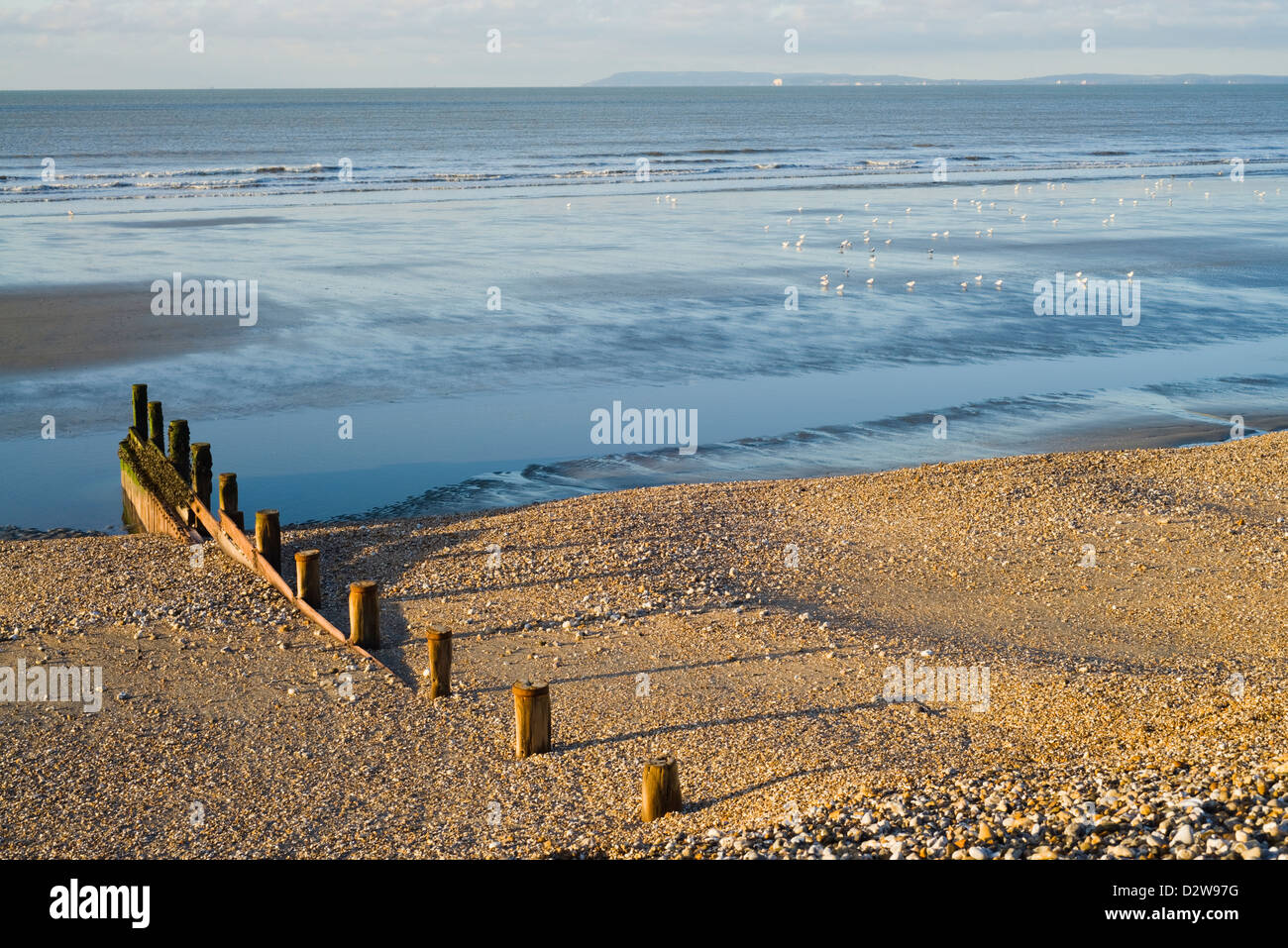 Early winter morning on the beach, Bracklesham Bay, West Sussex UK ...