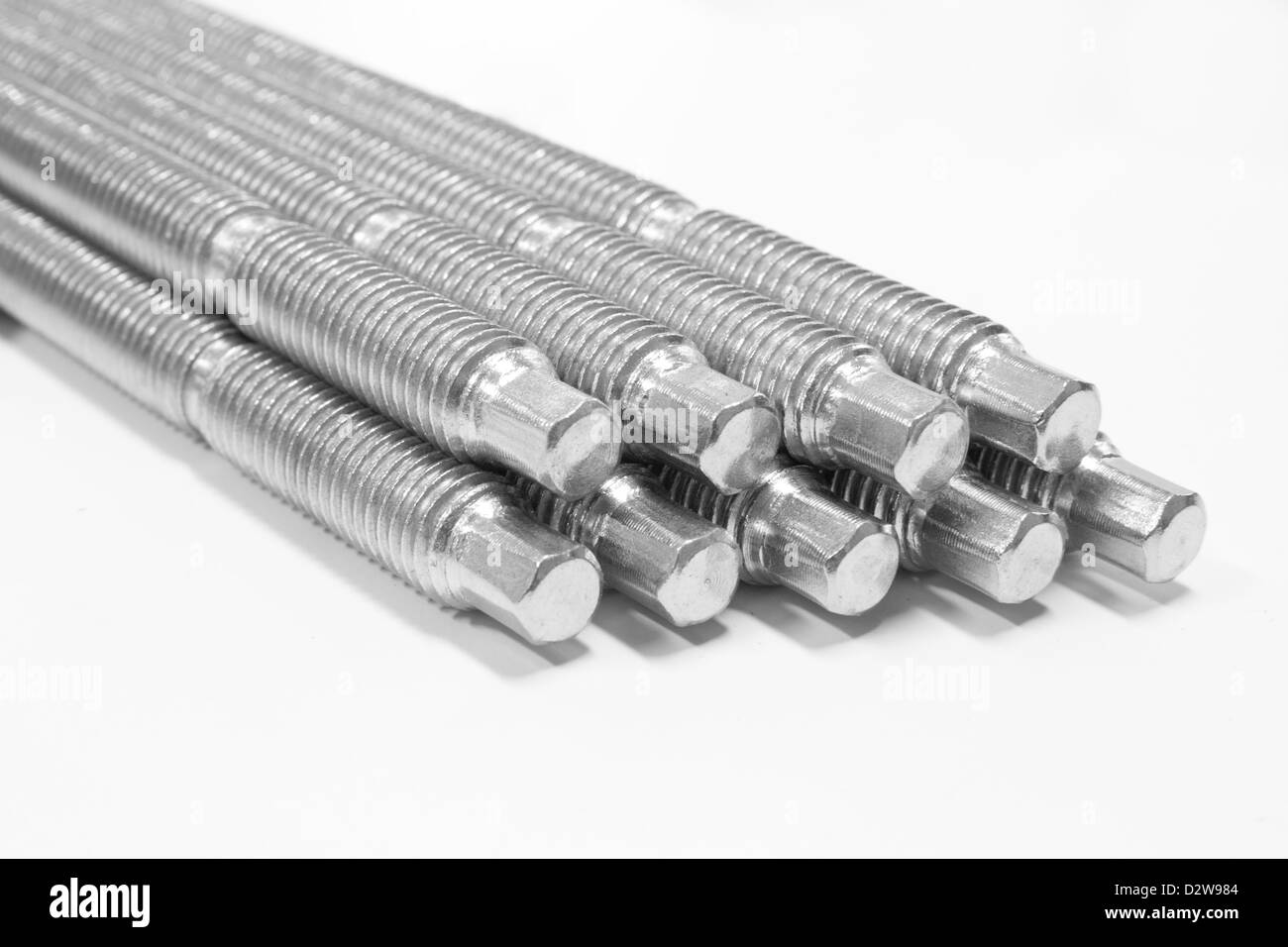 Metal studs with metric thread isolated on white background Stock Photo ...