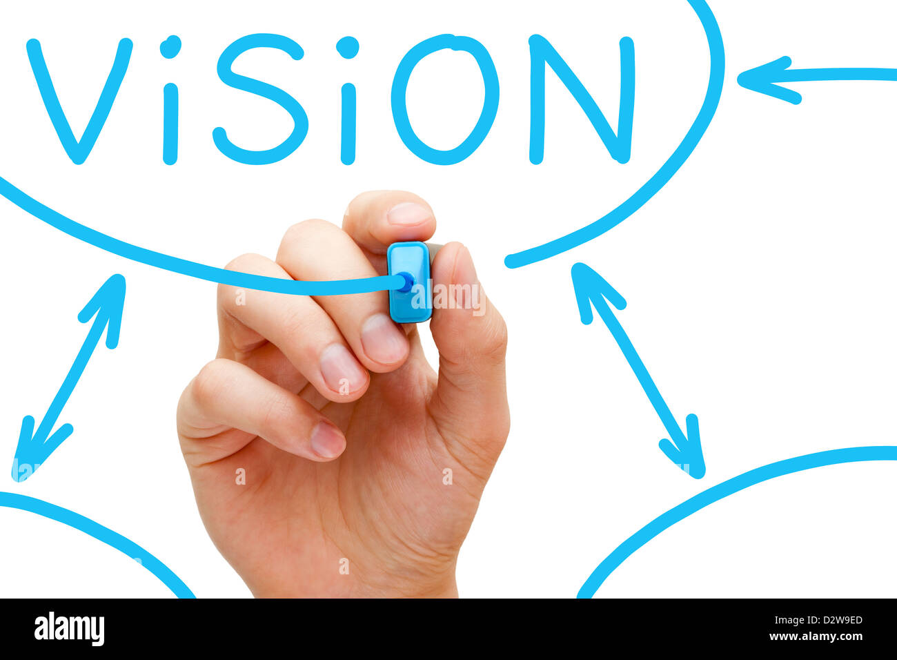 Male hand drawing Vision flow chart on transparent wipe board Stock ...