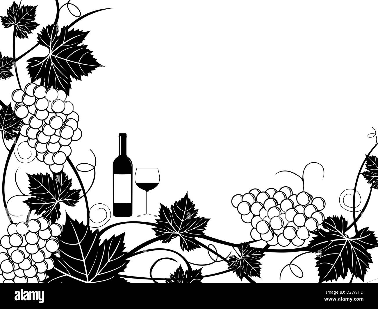 Grape frame background design Black and White Stock Photos & Images - Alamy