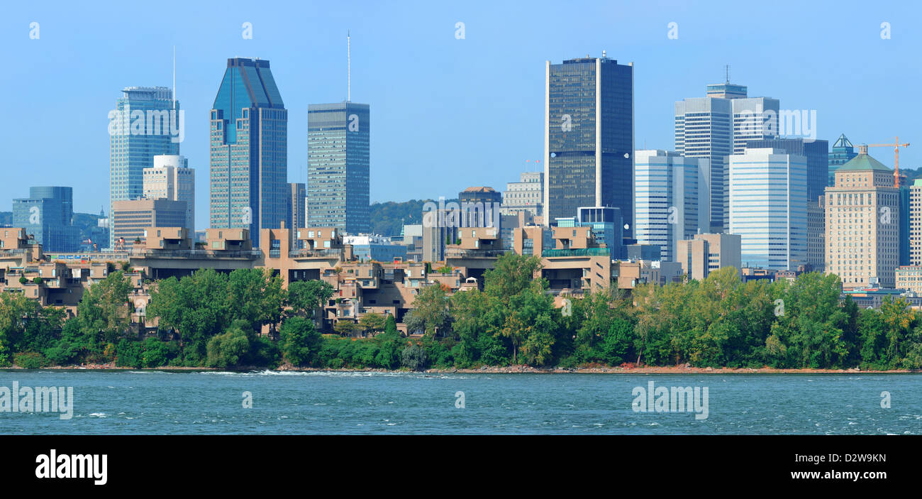 Montreal city skyline panorama over river in the day with urban ...