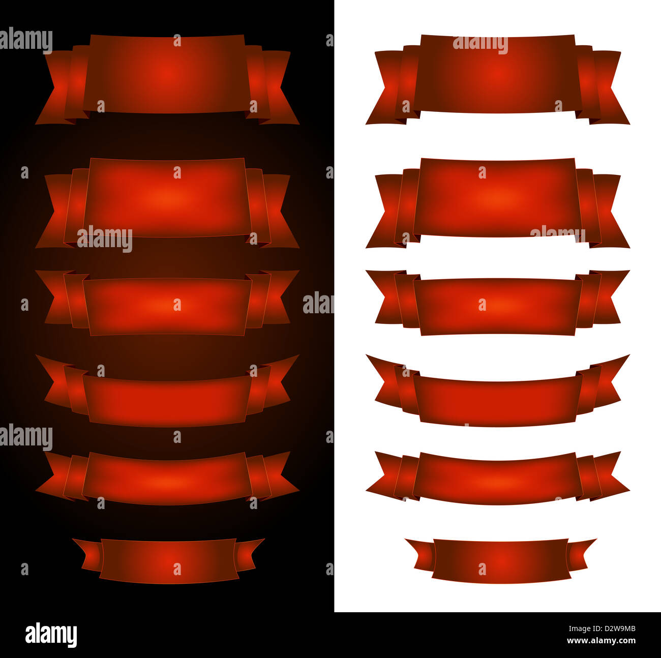 Illustration of a collection of red circus banners, signs and scrolls ...