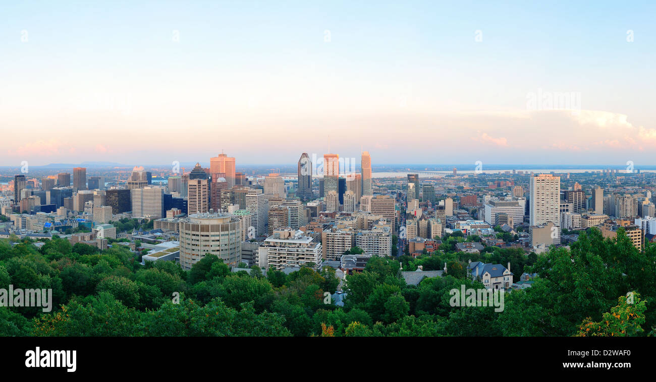 Montreal city skyline panorama at sunset viewed from Mont Royal with ...