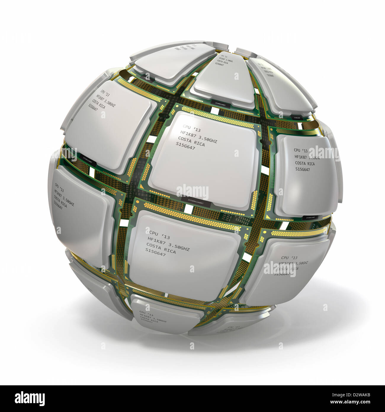 CPU. Sphere from computer's processors on white isolated background .3d ...