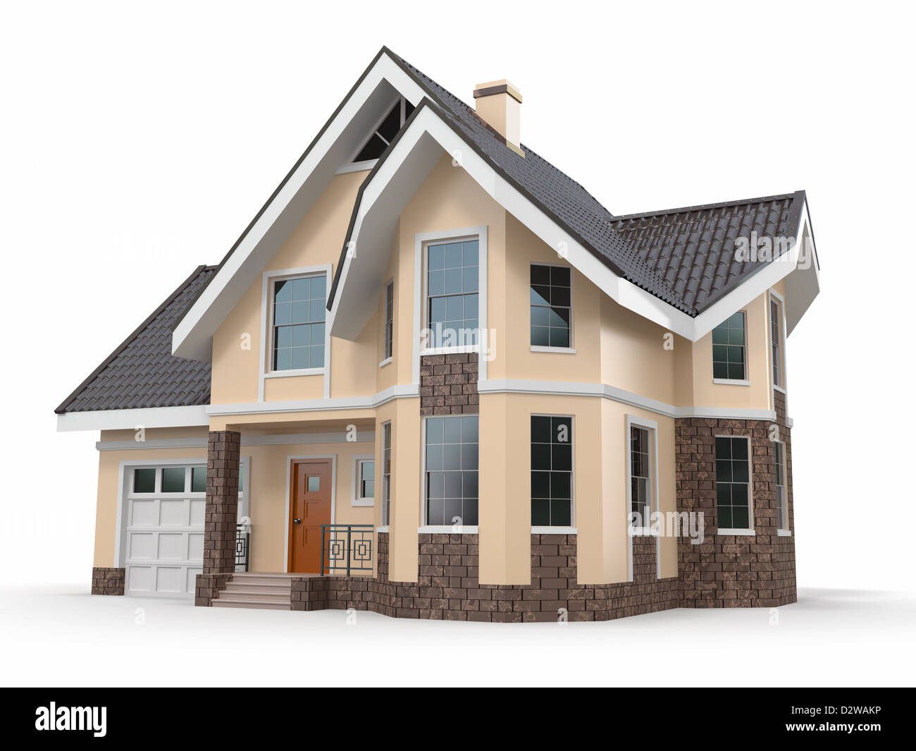 House on white background. Three-dimensional image. 3d Stock Photo - Alamy