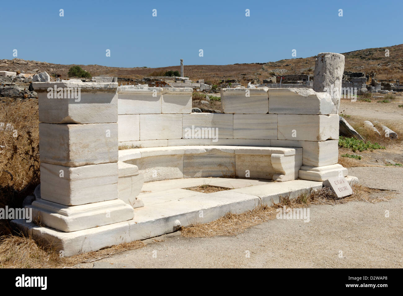 Delos. Greece. View of a marble exedra flanking the Sacred Way Stock ...