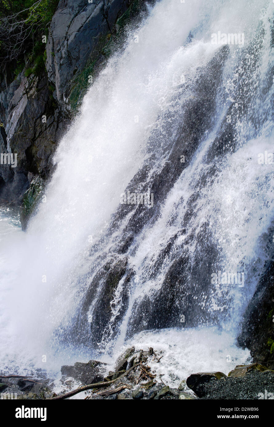 Sparkling clear Lowell Creek Waterfall, Seward, Alaska, USA Stock Photo ...