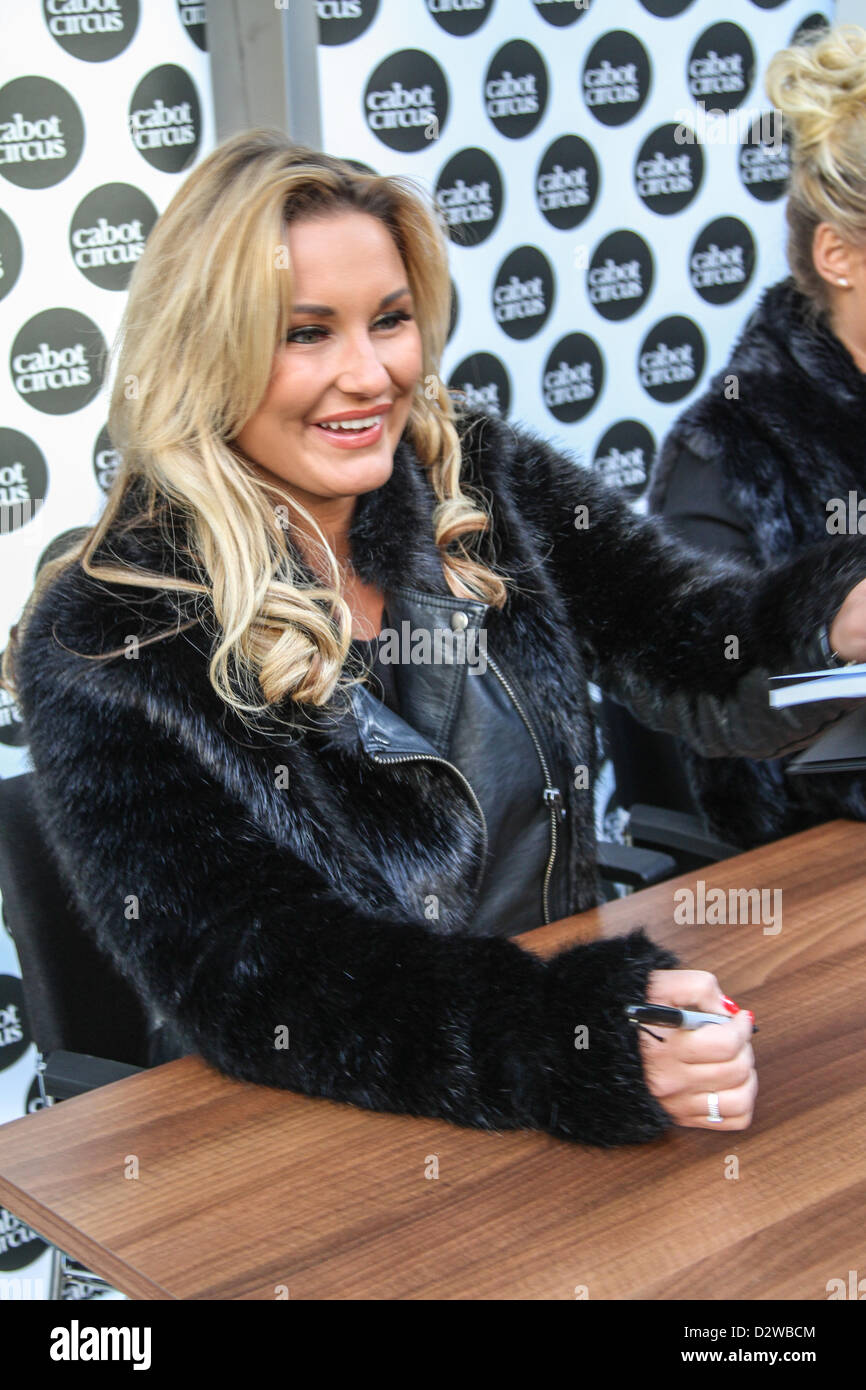 One of the TOWIE sisters Sam Faiers signs autographs for fans at Cabot ...