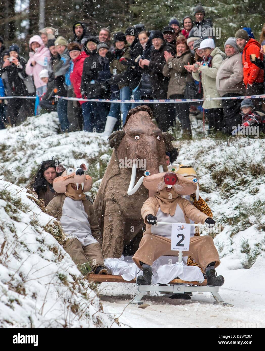 Team "Ice Age" tries for the best time on the 300 meter long, curvy ...