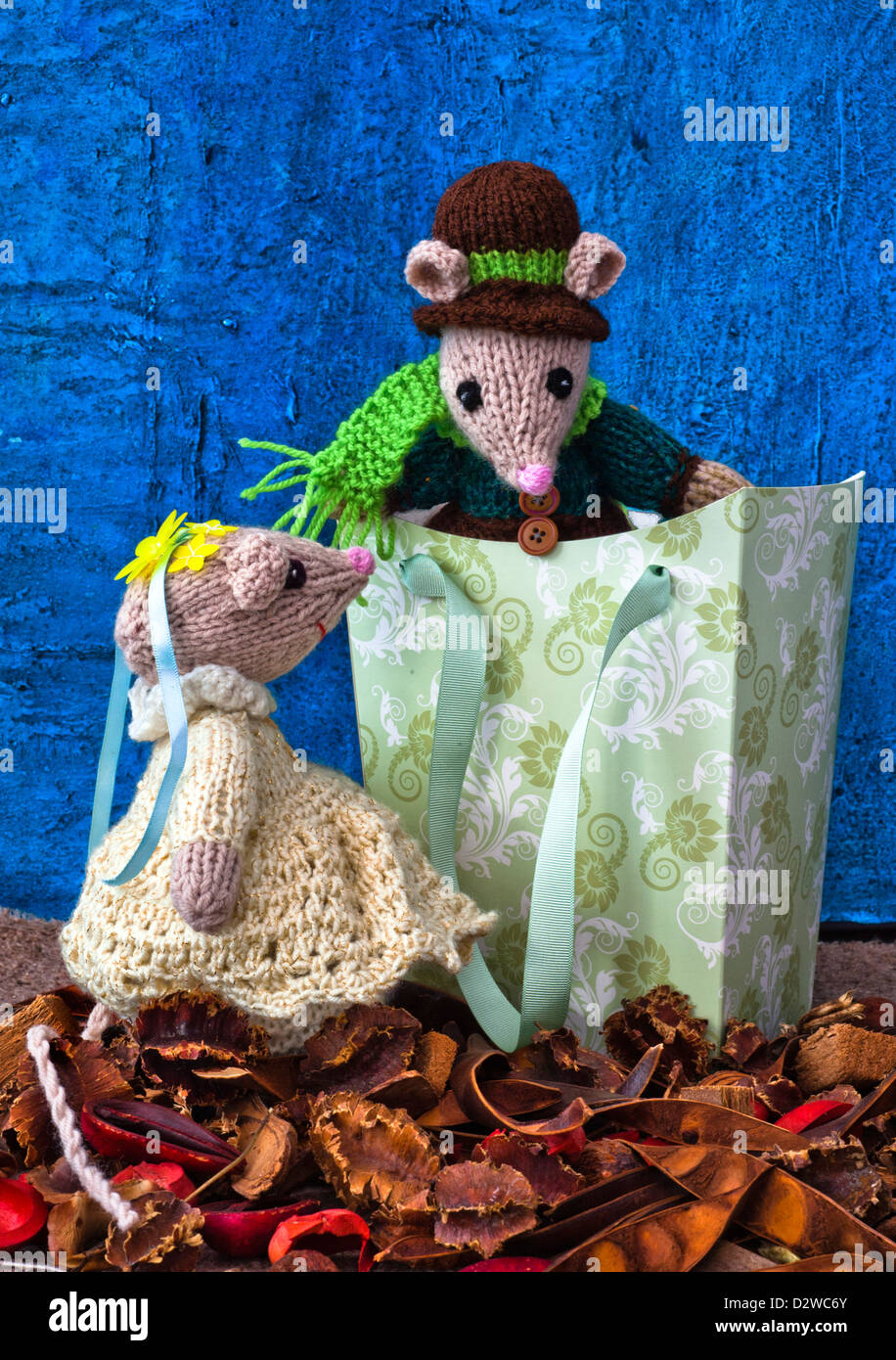Knitted toy mice Stock Photo - Alamy
