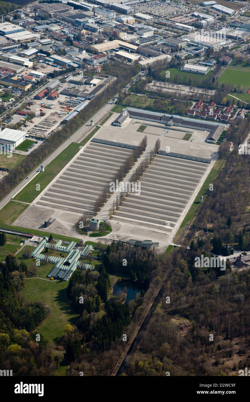 Dachau, Germany, aerial view of the Dachau concentration camp Stock ...