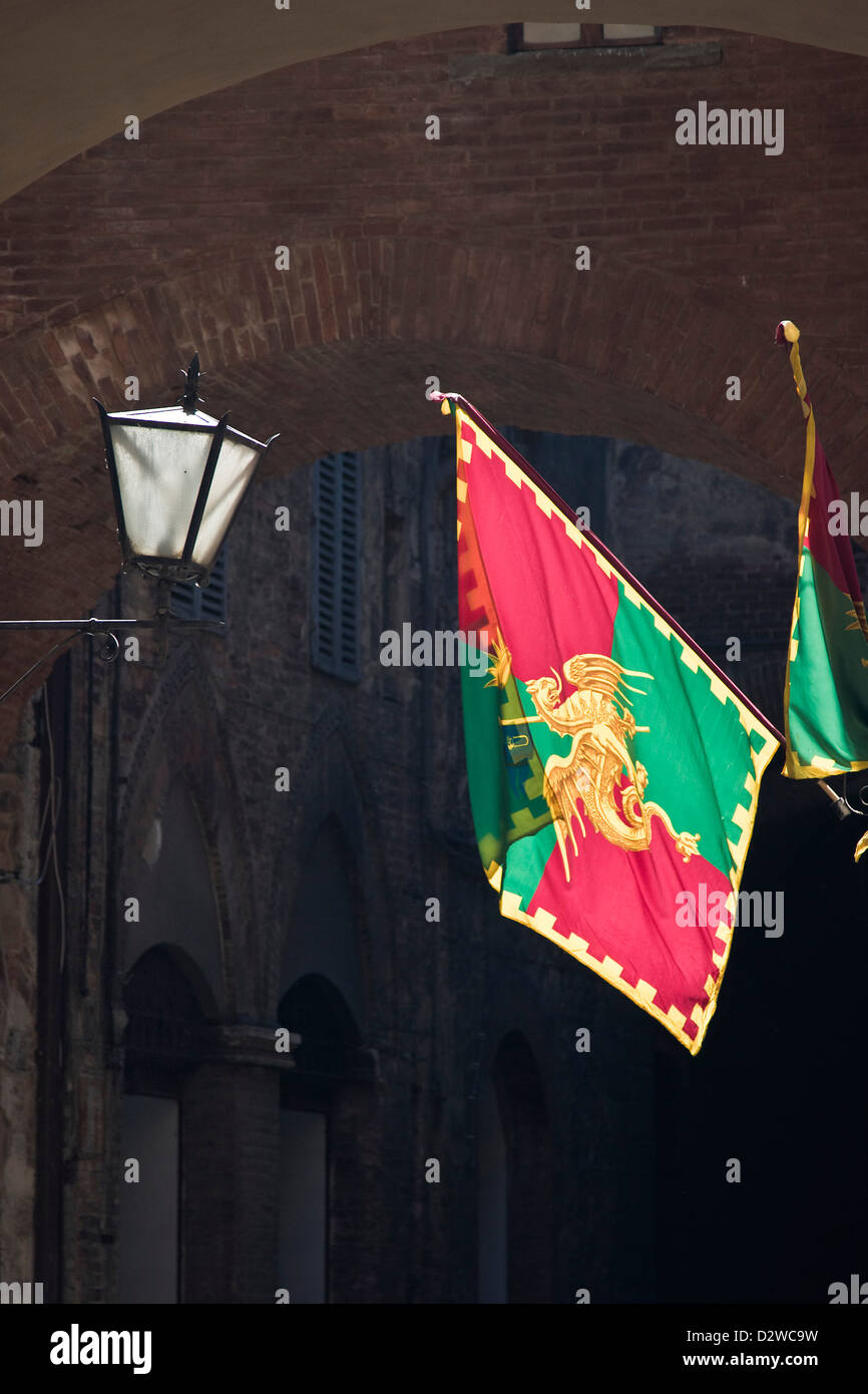 Flags of the contrade of the palio of siena hi-res stock photography ...