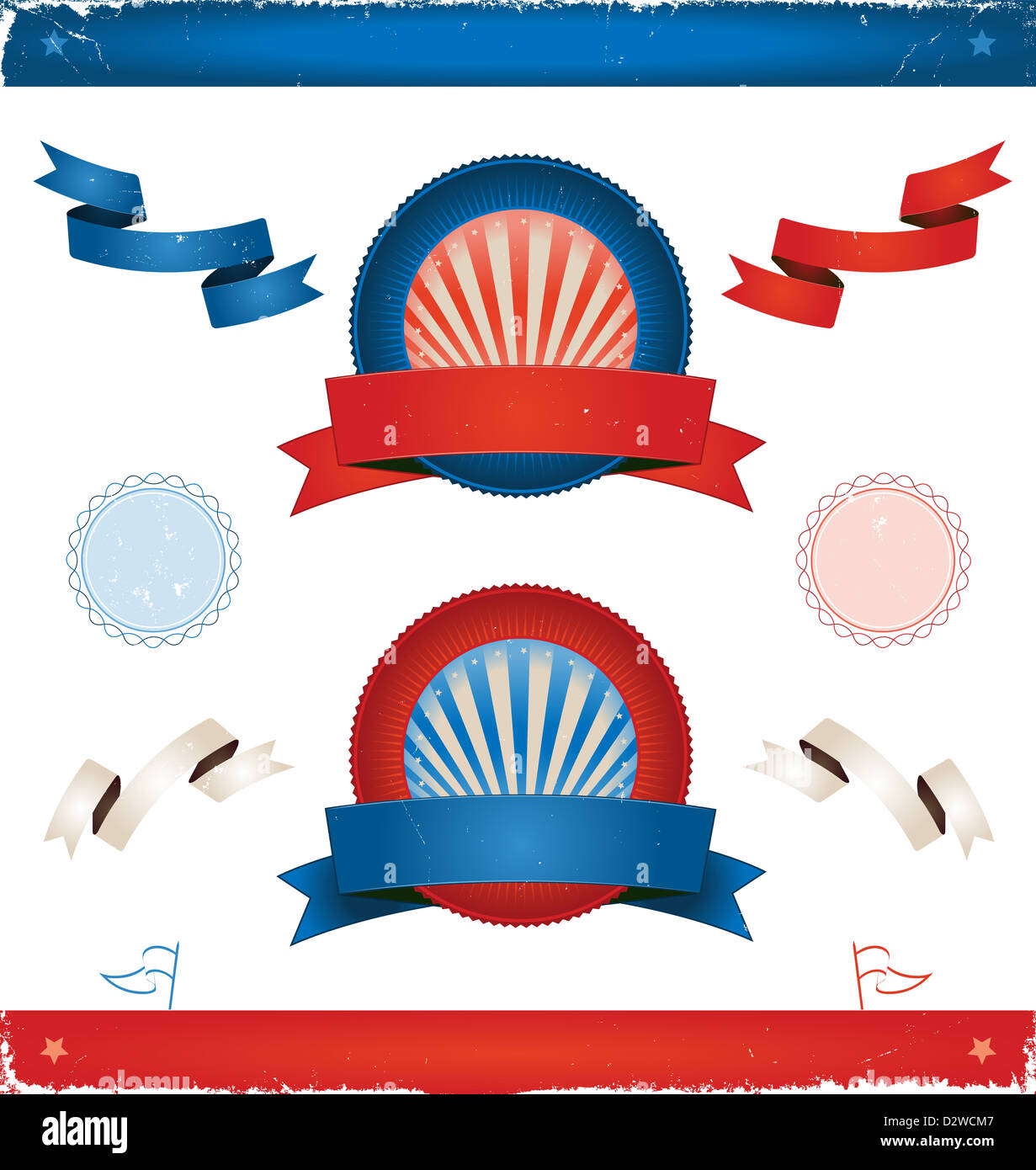 Illustration of a set of american colored vintage ribbons, banners ...
