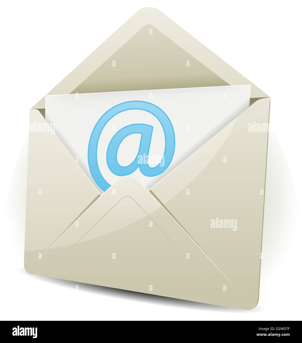 Illustration of an email icon envelope with arobase symbol over white ...