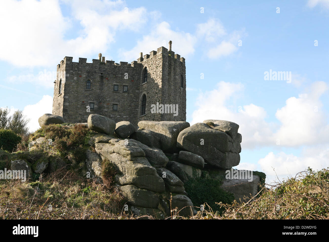 Carn Brae castle and restaurant above Camborne and Redruth Cornwall ...