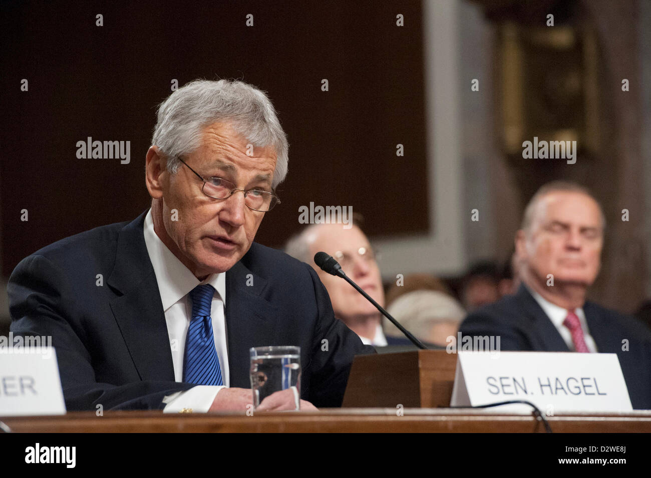 Former Senator Chuck Hagel during his confirmation hearing in the ...