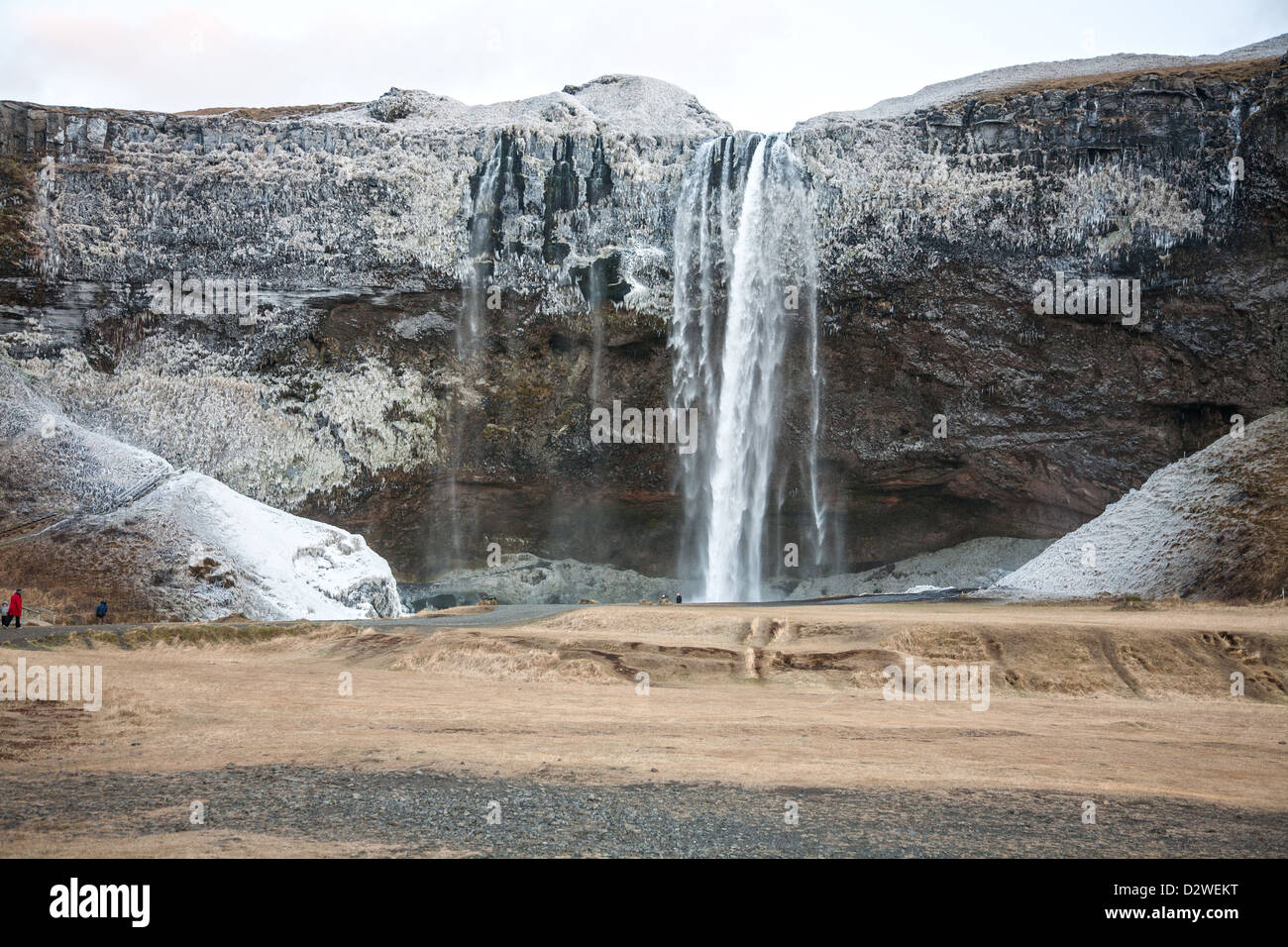 icy waterfall in winter in south west iceland Stock Photo - Alamy
