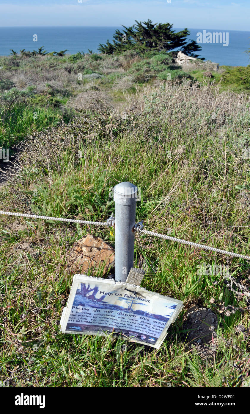 native plant restoration sign Golden Gate National Recreation Area San ...