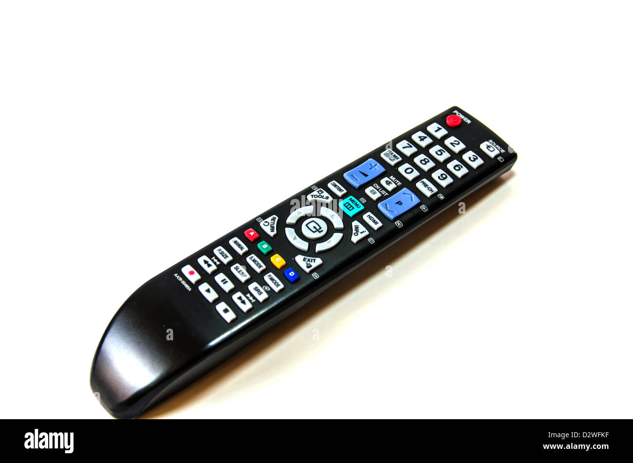 Modern black Tv remote control isolated white background Stock Photo ...