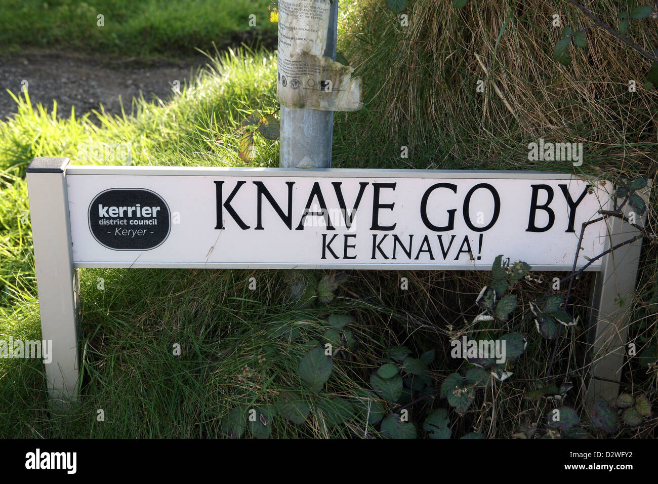 Road sign for Knave go By Cornwall Ke Knava Stock Photo - Alamy