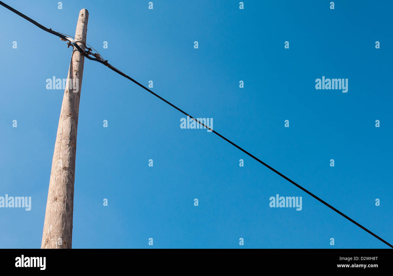 telephone pole with cable Stock Photo - Alamy