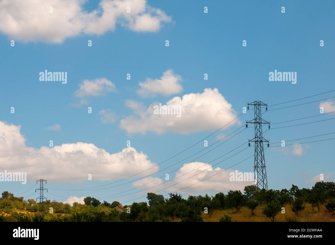 electricity pylon with electricity line Stock Photo - Alamy