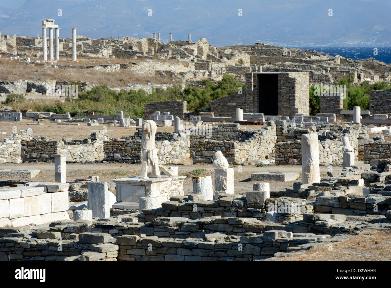 Delos . Greece. Partial view of the archaeological site of Delos from ...