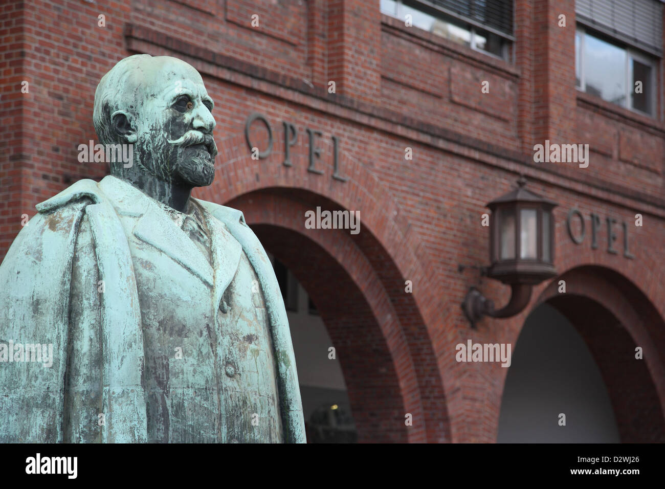 Russelsheim, Germany, Adam Opel statue outside the entrance Stock Photo ...