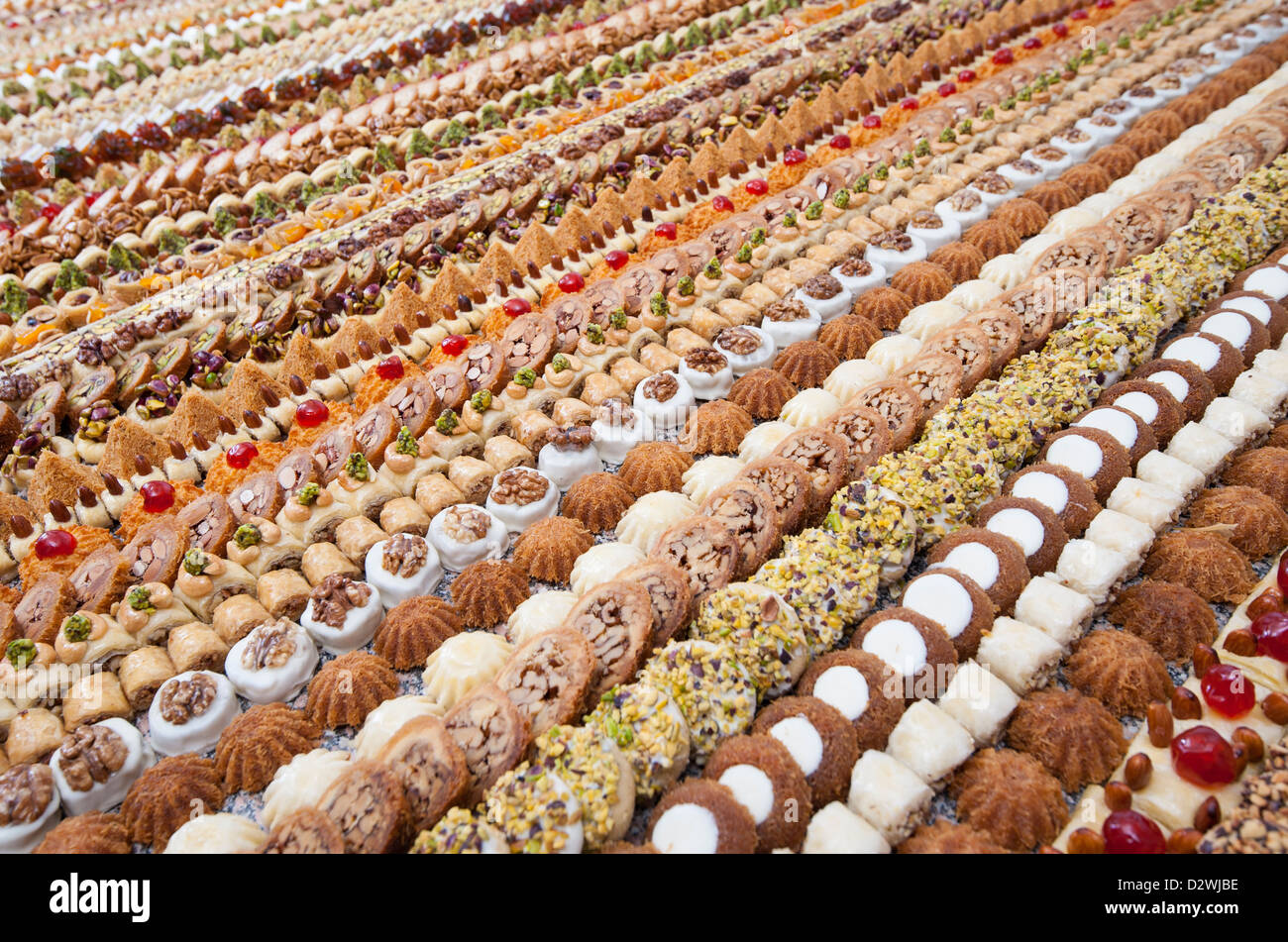 Selection of luxury oriental petit fours in rows Stock Photo - Alamy