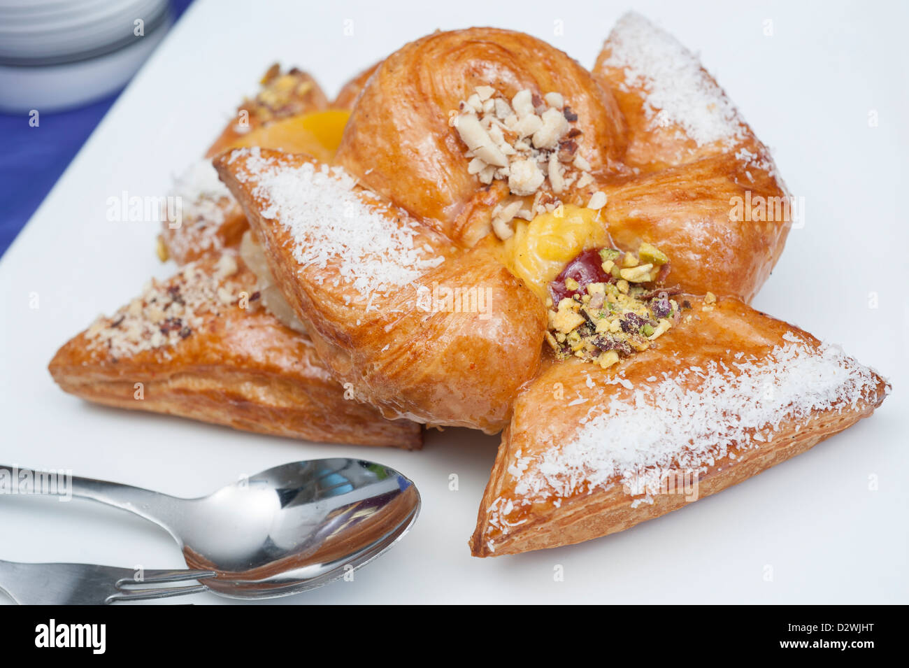 Luxury danish pastry breakfast serving on a plate Stock Photo - Alamy