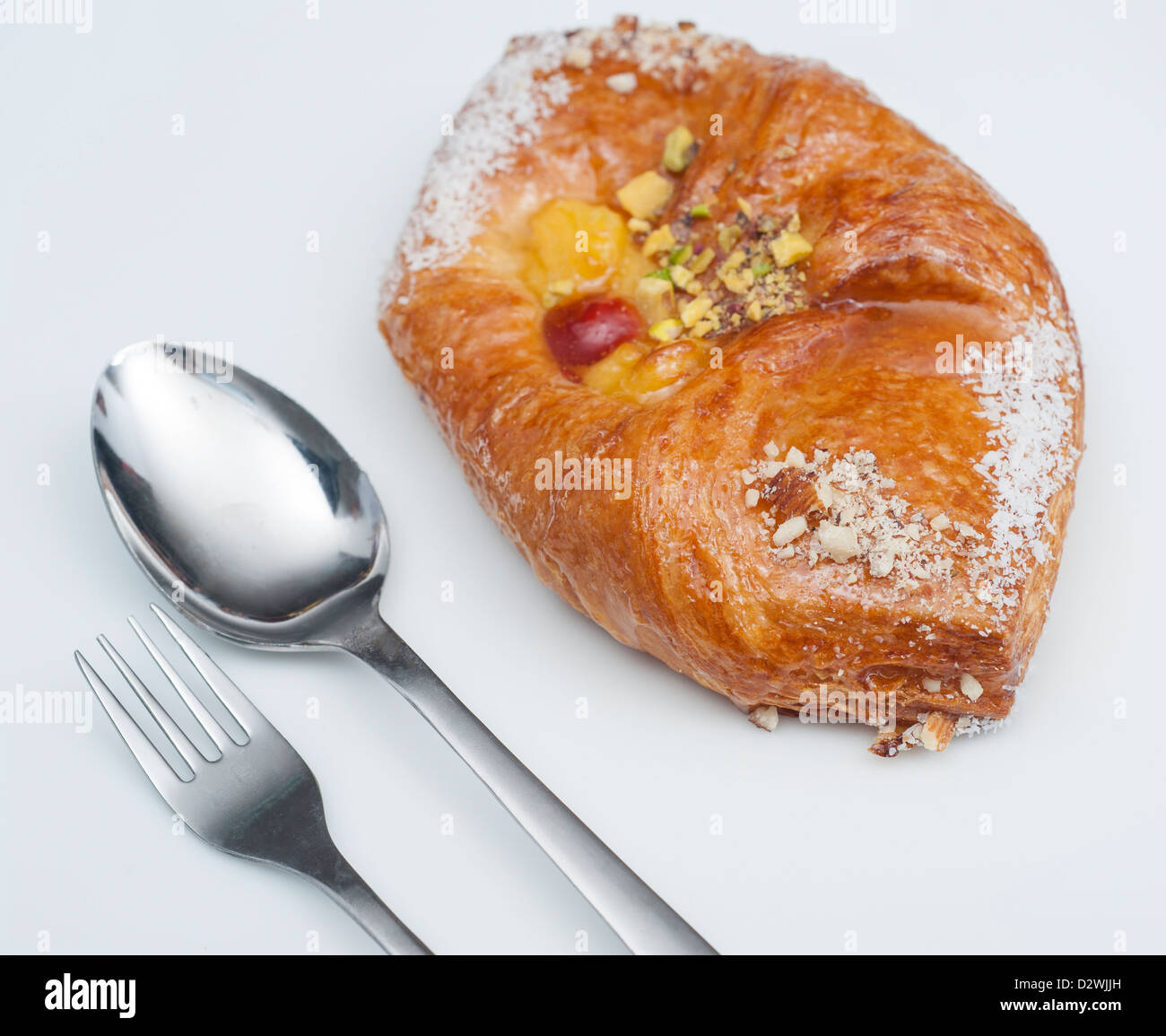 Luxury danish pastry breakfast serving isolated on a white plate Stock ...
